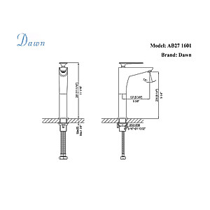 Dawn AB27 1601C Single-Lever Tall Vessel Faucet, Chrome