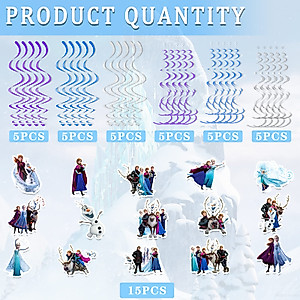 45 Pieces Frozen Hanging Swirl Decorations, Frozen Theme Foil Hanging Swirl Streams Ceiling Hanging Decorations for Kids Birthday Party Supplies