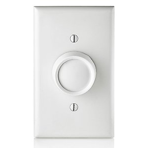 Leviton Trimatron Rotary Fan Speed Control Switch, 5A, Full Range, Variable Speed, Single Pole, 6616-W, White, Image