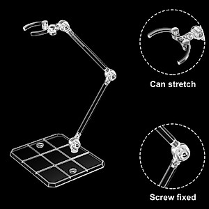 Jetec 9 Pieces Action Figure Display Holder Base Clear Action Figure Display Stand Doll Model Support Stand Action Figures Doll Display Holder Compatible with HG RG SD SHF Gundam 1/144 Toy