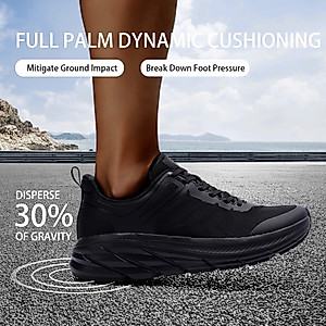 Grand Attack Road Running Shoes for Men with Superior Cushioned Comfort Lightweight Mens Walking Shoes Non-Slip Breathable Athletic Tennis Cross-Training Shoes Rugby Sneakers Black Size 8