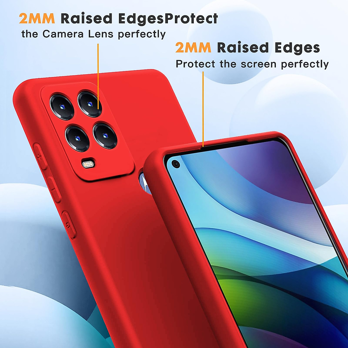 Oududianzi Case for Moto g-Stylus 5G 2021 Case,[2 Tempered Glass Screen Protector], Soft TPU Liquid Silicone Case, Shockproof Rubber Silicone Gel Case-Red