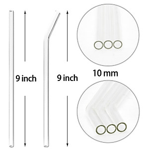 Youngever Reusable Glass Straws Assortment, 9 inches, Eco Friendly with Brush (16 Pack Clear)