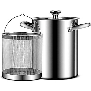 Cooking Pots,Japanese Spaghetti Pot with Basket Insert & Lid, Stainless Steel Vegetable Asparagus Spaghetti Steamer Oil Deep Fry Pan Pasta Stovetop Cooker