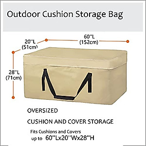YHINGG Outdoor Cushion Storage Bag 60 Inch Waterproof Extra Large Patio Cushion and Cover Storage Bag,Cushion Bag for Storage Beige (1 Pack)