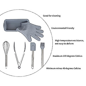 Silicone 6set Bakeware Baking Set, Economical BPA Free Kitchen Baking Pans Heat Resistant Cake Pan, Cake Tools Kit for Bread Pizza Cupcake Muffin Pizza DIY Loaf Cheesecake - Grey