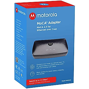 Motorola MoCA 2.5 Adapter – 2 Pack | True 2.5 Gbps Throughput | Ethernet Port for Ethernet Over Coax | Ideal Backbone for Reliable High Speed Home Internet
