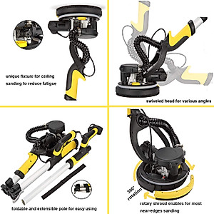 CUBEWAY Drywall Sander with Vacuum Attachment, Innovative Fixture for Ceiling Sander, Electric Drywall Sander with LED Light, Variable Speed and ETL Listed