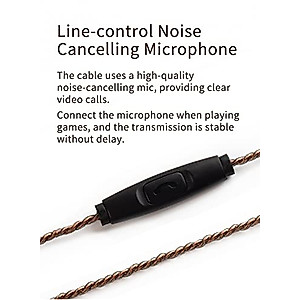 Keephifi Earphone Cable-KBEAR Type-C1 Connector Earbuds Upgrade OFC Cable with TFZ Pins Interface, Line-Control Noise Cancelling Microphone, Suitable for KBEAR HiFi Bass Headphone KS1 KS2(Brown)