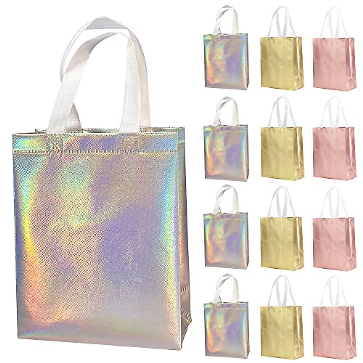 LOOKSGO 12 Pcs Non-woven Reusable Gift Bags With Handles for Party Favor 8W x 4L x10H Size