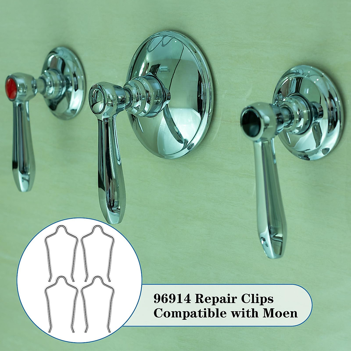 Honoson Qunclay 4 Pieces 96914 Retainer Clip Compatible with 1222 Faucet Value, Cartridge Removal Tool for One-Handle Posi Temp Tub Shower Faucet Cartridge Replacement