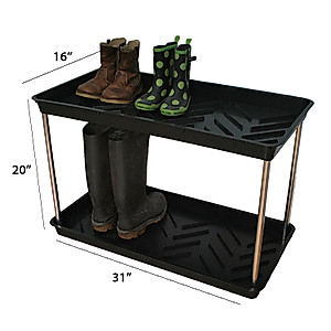 Tierra Garden GP105B Black 2-Tiered Recycled Plastic Boot Tray