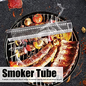 Fuerdich Smoker Tube,304 Stainless Steel BBQ Smoke Generator Portable Stability Barbecue Grill Tools for Outdoor Party Accessory