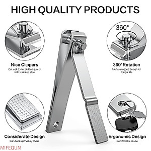 1 Pack Stainless Steel Nail Clippers Set, Professional Fingernail & Toenail Clippers for Thick Nails Perfect, Nail Cutter and Cuticle Trimmer for Men & Women