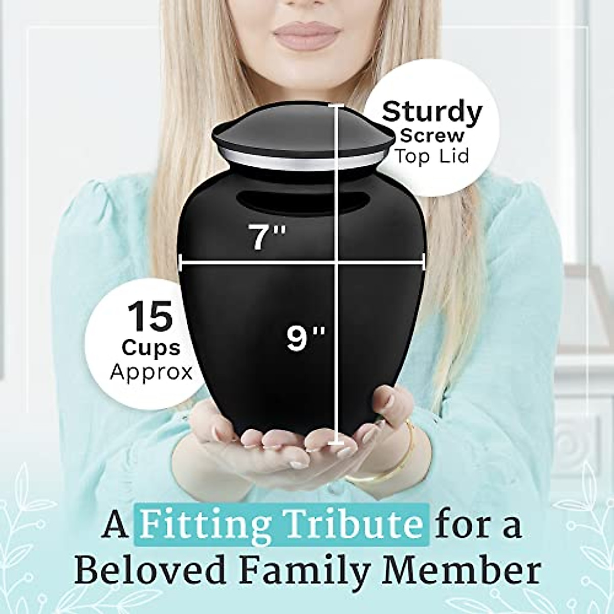 GetUrns - Embrace Fisherman Urns for Human Ashes, Cremation Urns for Adult Ashes Men & Women, Cremation Urn for Home, Vault, or Niche, 200 cu. in, Custom Single Engraving, Black