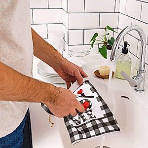 Oudain 4 Pcs Mr and Mrs Kitchen Towels Wedding Towels for Gifts Plaid Kitchen Towels Funny Farmhouse Dish Towers Funny Housewarming Mr Mrs Love Gifts for Women Home(24 x 16 Inch)