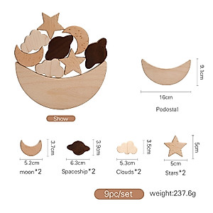 Youuys Baby Stacking Wooden Toys for Toddlers Balance Natural Wood Stacking Teether Block Montessori Toys for Fine Motor Skills for Infant Boys Girls Gifts