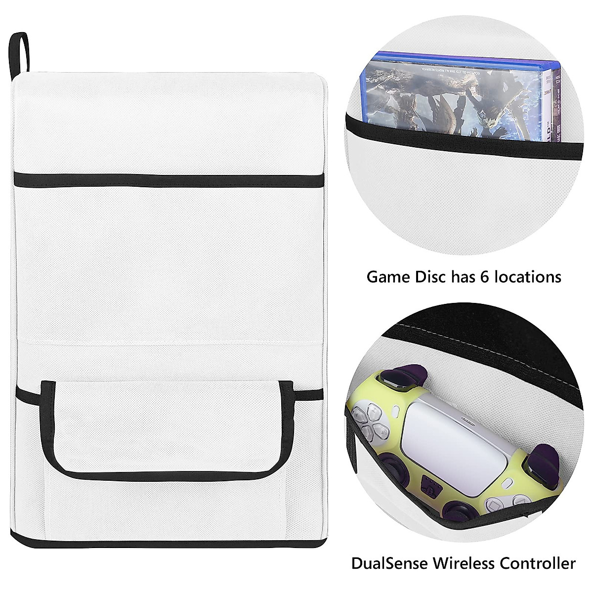 Linkidea PS5 Controller Storage Pocket Protective, Nylon Dust Cover for Game Console, Skin Cover Anti Scratch Protector Sleeve Compatible with Playstation 5 Console (White)
