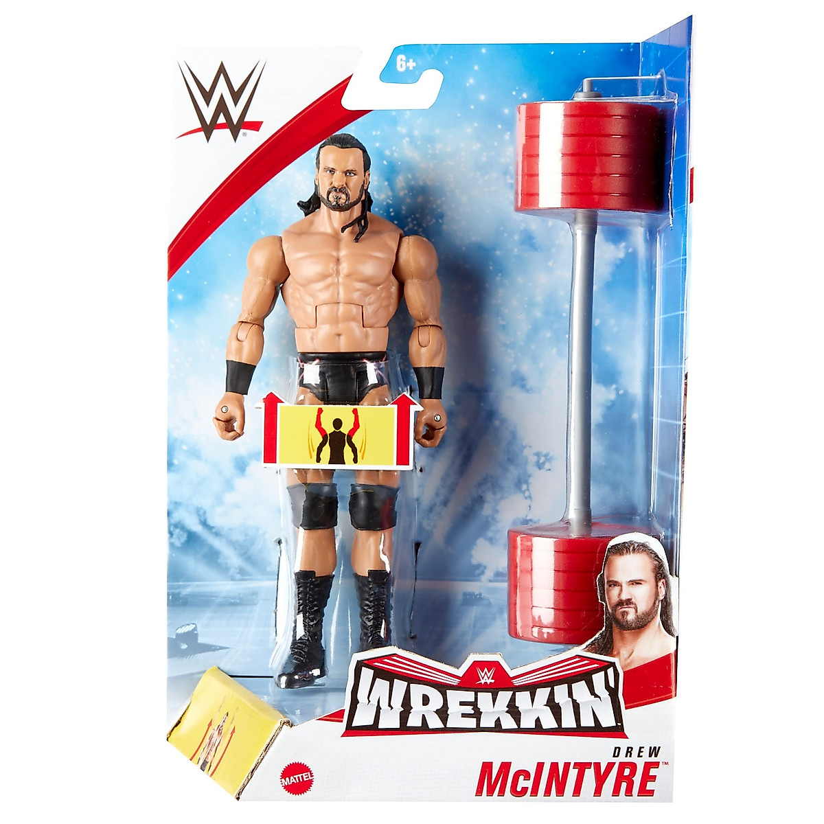 ​WWE Wrekkin Series 7 Drew McIntyre 6 in Action Figure with Slamming Action Gripping Hands and Bendable Barbell Weights Accessory Poseable 6 in Gift for Ages 6 Years Old and Up