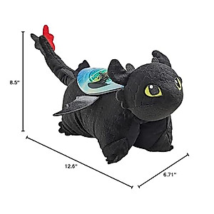 Pillow Pets NBC Universal How to Train Your Dragon Toothless Sleeptime Lite 11" Stuffed Animal Plush Toy , Rainbow , Black