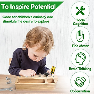 Kids Montessori Screwdriver Board Set, Wooden Toddler Real Tools Montessori Toys Preschool Toys Fine Motor Skills Toys for Kids Toddlers 3 4 5 Years Old