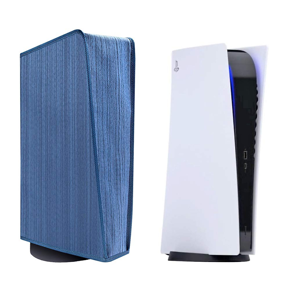 SHIYETA Dust Cover Soft Thick Cover Sleeve for Playstation 5 Console Digital Edition & Regular Edition, Anti Scratch Waterproof Cover Sleeve -Easy Access Cable Port (Blue)
