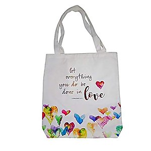Inspirational Let Everything You Do Be Done In Love Tote Bag with Inside Pocket, 14 Inch