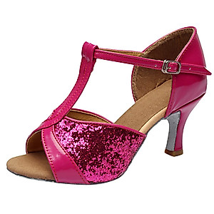 Women's Color Fashion Rumba Waltz Prom Ballroom Latin Salsa Dance Shoes Sandals (Hot Pink, 8 M US)