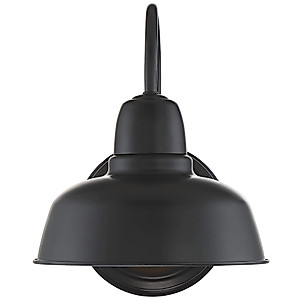 John Timberland Urban Barn Rustic Industrial Farmhouse Outdoor Wall Light Fixtures Set of 2 Black Gooseneck Arm 11 1/4" for Exterior Deck House Porch Patio Outside Garage Front Door Garden