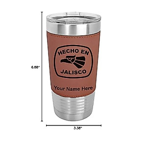 LaserGram 20oz Vacuum Insulated Tumbler Mug, Hecho en Jalisco, Personalized Engraving Included (Faux Leather, Dark Brown)