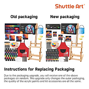 66 Pack Acrylic Paint Set, Shuttle Art Acrylic Painting Set with 30 Colors Acrylic Paint, Wooden Easel, Painting Canvas, Paint Brushes, Palettes, Art Painting Supplies for Kids Adults Beginner Artists