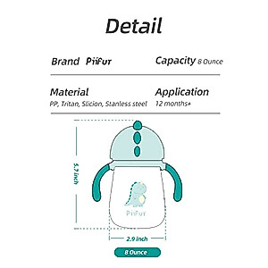 Piifur Baby Cup with Straw 12-18 months, Weighted ball Sippy cup for Toddlers with Handle, Water Bottle for Kids 8 Ounce (Pink)