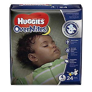 HUGGIES OverNites Diapers, Size 4, 24 ct., JUMBO PACK Overnight Diapers (Packaging May Vary)