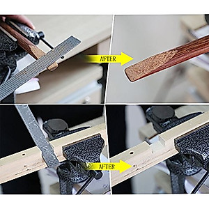 YCAMMIN 8" Wood Rasp File Set with Rubber Grip - Includes Hand Cut Round, Half-Round, and Flat Rasp File Kit - Curved and Flat Tools(3 Pcs) The Color of Packing Bag is Random