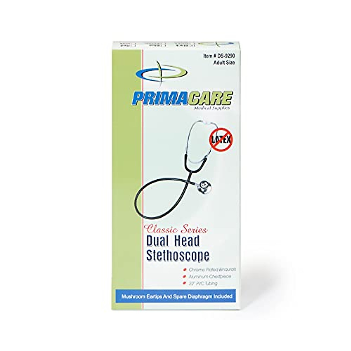 Primacare DS-9290-BL Adult Size 22 Inch Stethoscope for Diagnostics and Screening Instruments, Lightweight and Aluminum Double Head Flexible Stethoscope, Blue