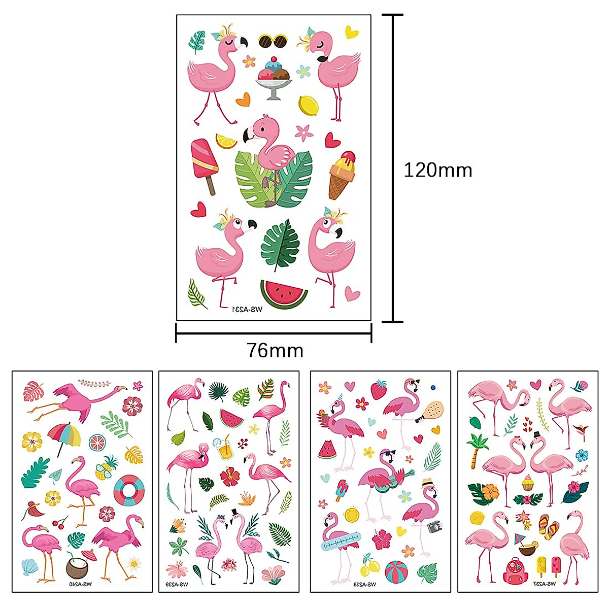 WENSHEN Cartoon Tattoos 10Sheet Animal Temporary Tattoo Fake Tattoos Vinyl Waterproof Party Favors for Kids Teens Adult Birthday, 4.7x3 Inch (Pack of 10)