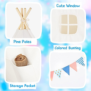 Sumerice Teepee Play Tent for Kids with Carry Case, Foldable Girls Playhouse Toy Tent, Gift for Baby Toddler to Play Game Indoor and Outdoor