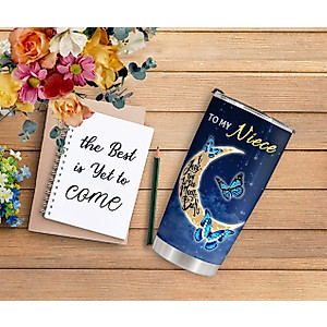 CGMIBAS Gifts For Niece, Niece Gifts From Aunt, Niece Birthday Gifts, Niece Coffee Cup Tumbler, Niece Butterfly Cup, Christmas Gifts for Niece Stainless Steel Insulted Travel Mug 20oz