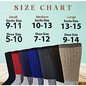 Debra Weitzner 6 Pairs Merino Wool Thermal Socks Men and Women Warm Cushioned Hiking Crew Socks for Hunting Winter Etc Long Survival Boot Socks Moisture Wicking