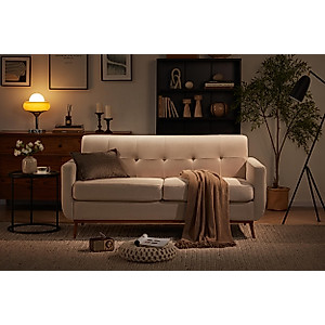 Weture 65" Loveseat Sofa, Mid Century Modern Love Seat Couches for Living Room, Comfy Upholstered Sofa Couch for Bedroom, Tufted Design 2 Seater Love Seat Sofa for Small Spaces (Linen-Beige Cream)
