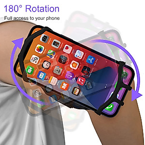 JEMACHE Running Armband for iPhone 15 Pro Max, 14 13 12 11 SE, 6S 7 8 Plus, Samsung Galaxy S23 S22 S21 Ultra, Plus, Workouts Cell Phone Arm Band Holder (Black)