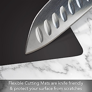 Cut N' Funnel Black Flexible Plastic Cutting Board Mat 2 Pack, 15" x 11.5", Made in the USA, Easily Funnels Foods, Knife Friendly, Easily Wipes Clean
