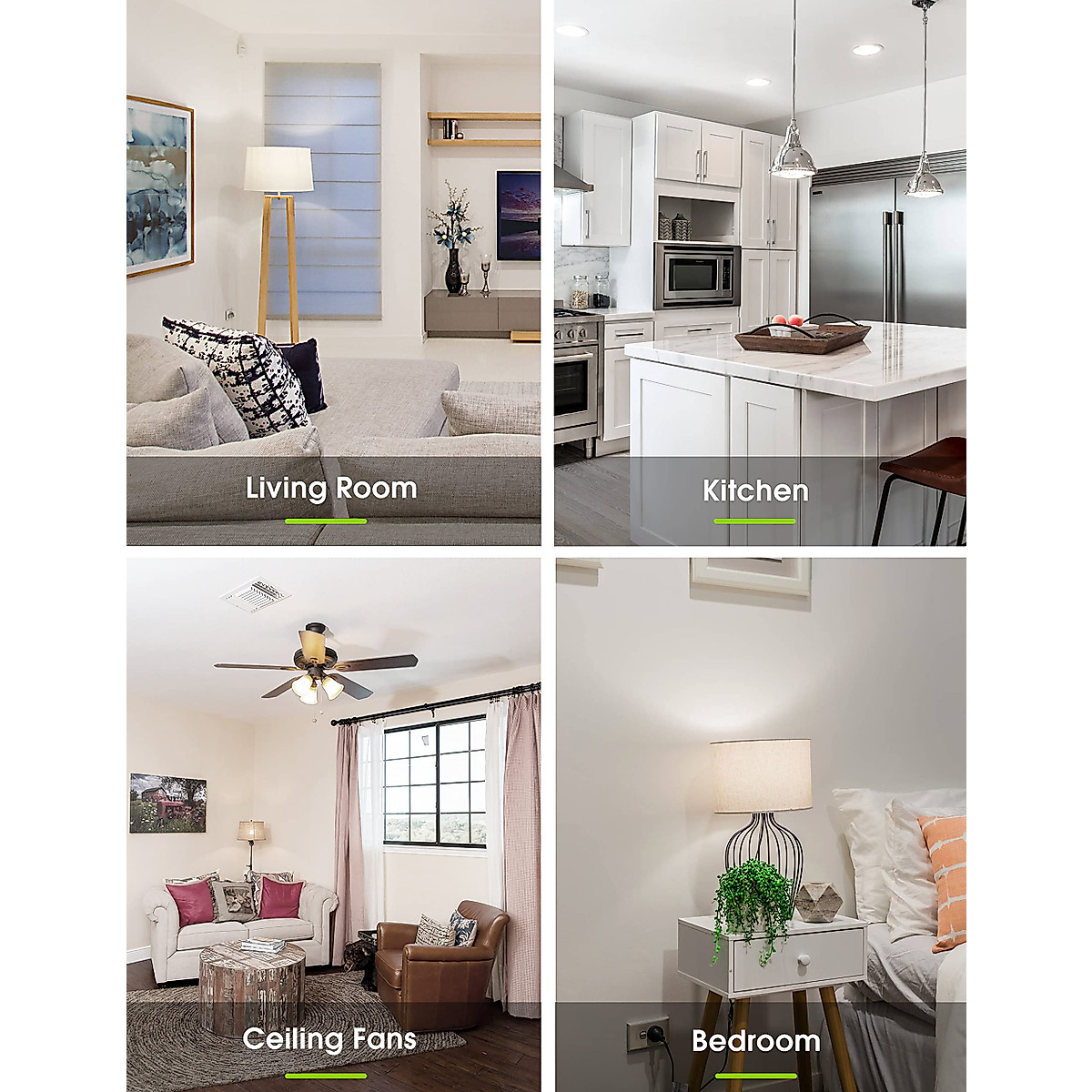 LOHAS GU24 Base LED Light Bulb, 1200Lumen, 12Watt (75W-100W Equivalent) 5000K Daylight White A19 Shape for Ceiling Fan, Twist Lock GU24 LED Light Bulbs for Home Lighting, Non-Dimmable, 4-Pack