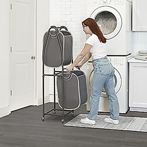 Neatfreak - 2 Tier Laundry Sorter - Laundry Hamper With Wheels & 2 x Laundry Basket Tote Bags For Dirty Clothes, Towels, Blankets, Bathroom Storage & Laundry Room Organization