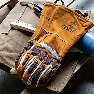 Cestus Weldtech Pro, Premium Heavy Duty Welding Gloves, MIG/TIG Welding Gloves, Cut Resistant, Gauntlet Cuff, EN388 3X43EP (Large)