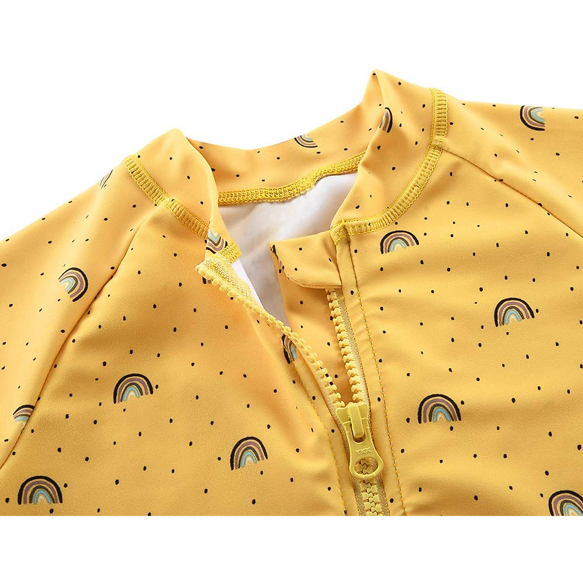 Cadocado Girl Short Sleeve Rash Guard Shirts One Piece Swimsuit UPF 50+ Sun Protection Swimwear,Yellow Print,2-3 Years