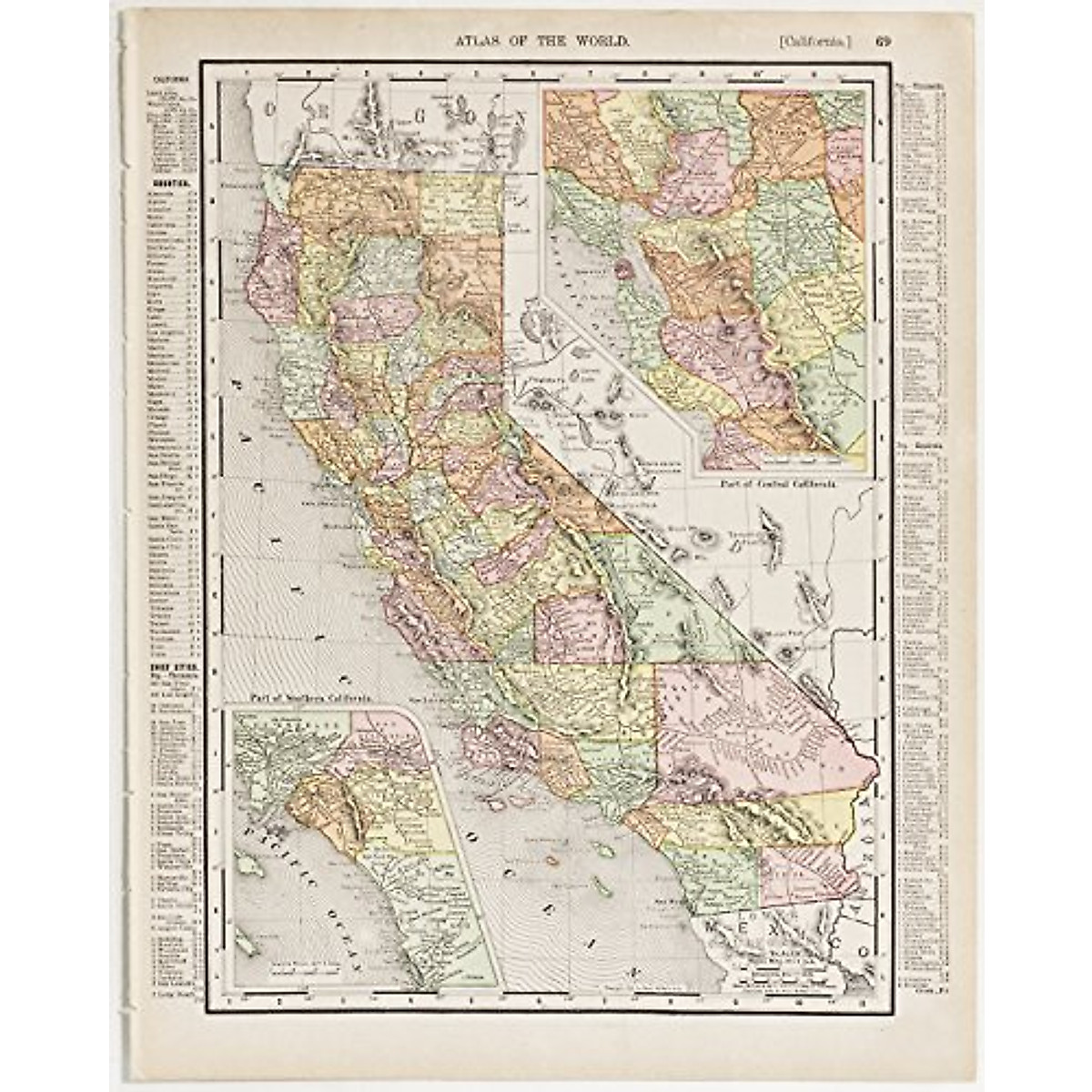 California with insets of Southern & Central Regions (1909)