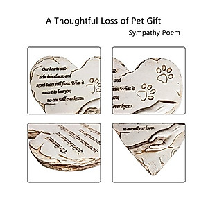 jinhuoba New York Dog Pet Memorial Stones, Hand-Painted Heart-Shaped Loss of Pet Dog Memorial Gifts with Sympathy Poem and Paw in Hand Design, (White)