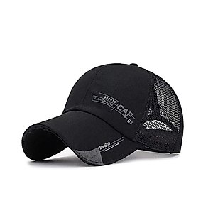 XibeiTrade Unisex Summer Baseball Cap Men Women Sports Outdoor Canvas Mesh Breathable Hat (Black)