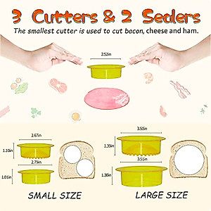 HiYZ Sandwich Cutter and Sealer - 5 PCS Decruster Sandwich Maker - Peanut Butter and Jelly Crustless Sandwich Bread Pancake Maker Cookie Cutter for Kids Children Boys Girls